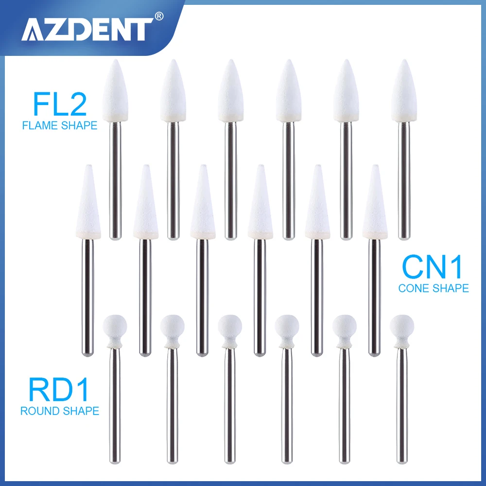 AZDENT-12pcs-Box-Dental-White-Stone-Polishing-FG-Burs-Cone-Flame-Round ...
