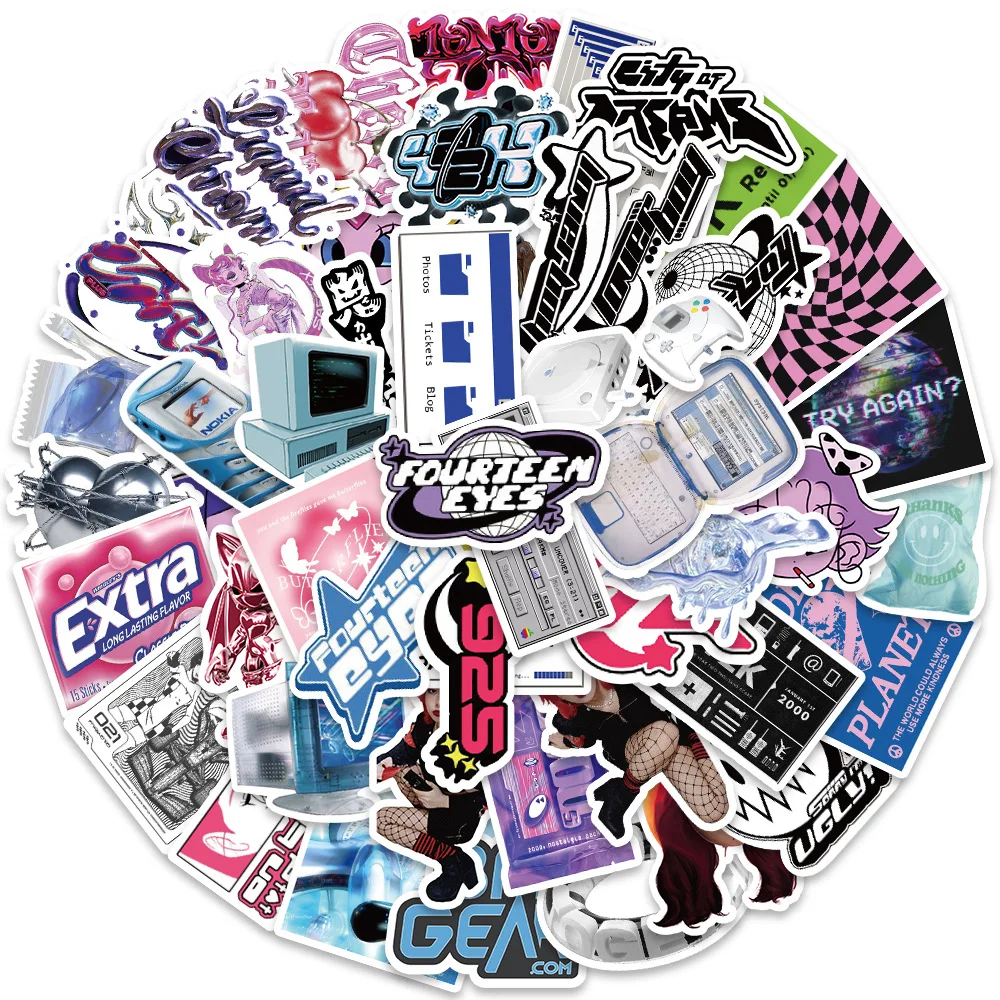53-106Pcs-INS-Cartoon-Kawaii-Cute-Y2K-Series-Stickers-PVC-Waterproof ...
