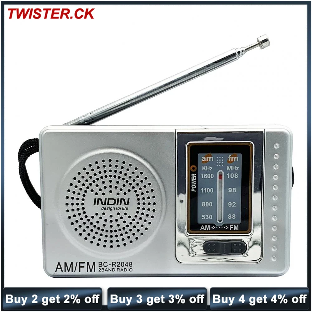 BC-R2048 Portable AM FM Radio Stereo Sound Best Reception Battery ...