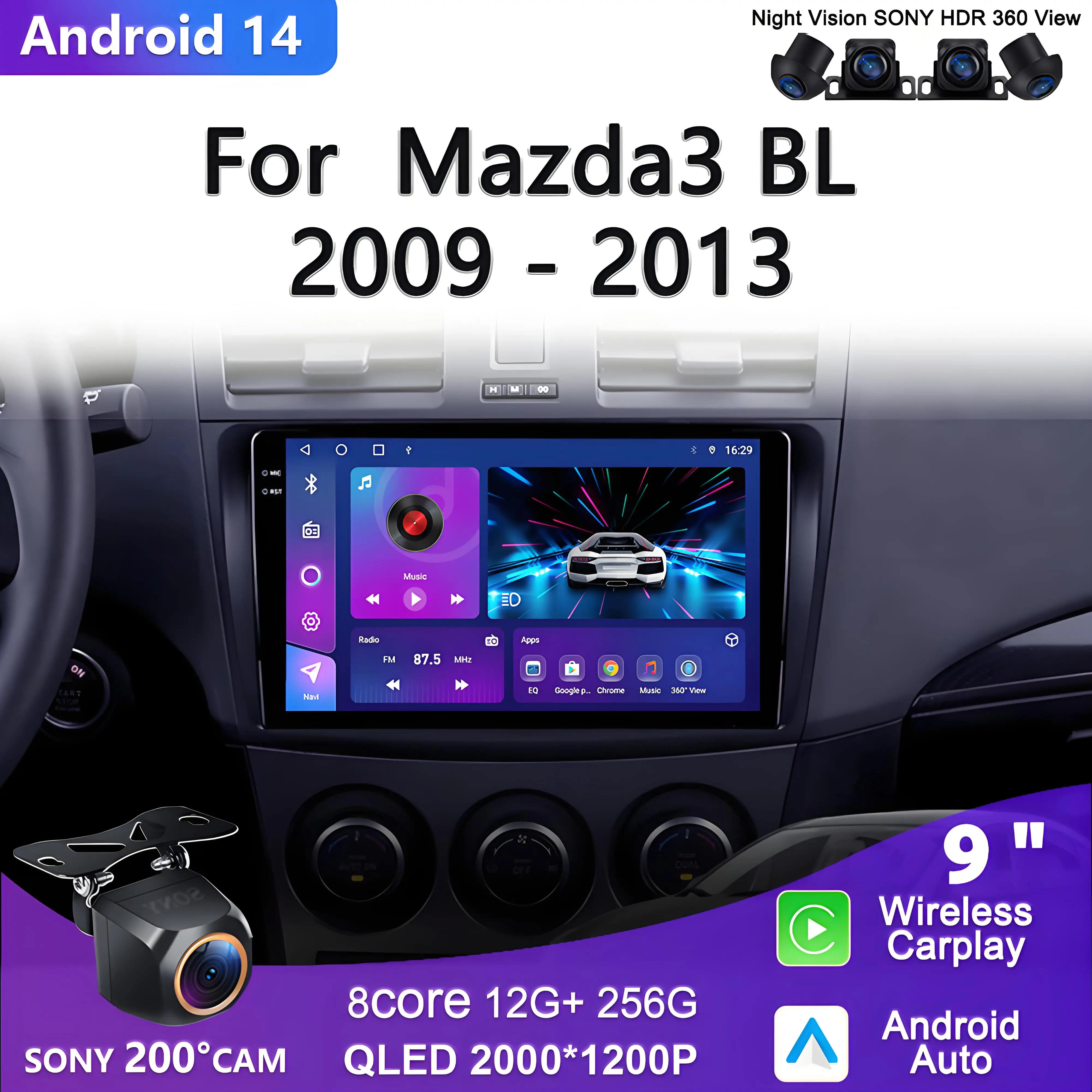 Android 14 For Mazda 3 II For Mazda3 BL 2009 - 2013 Multimedia Player ...