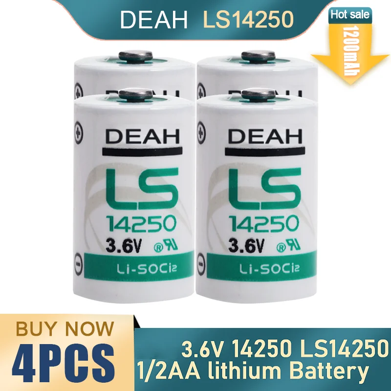 4PCS 3.6V 14250 LS14250 1/2AA TL 5902 리튬 배터리 PLC 전기 가스 미터 실시간 시계 드라이 기본 ...