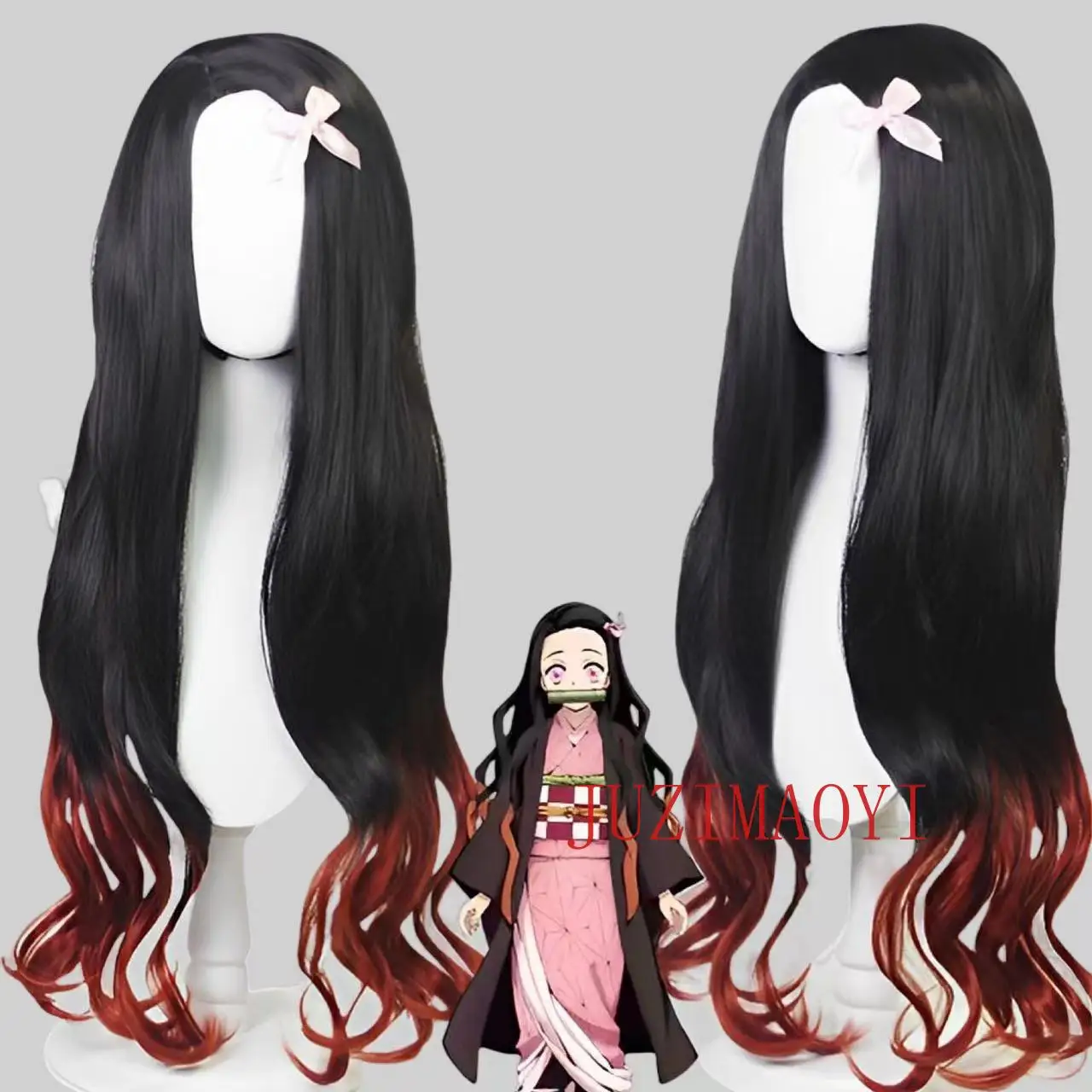Nezuko-cosplay-per-cke-cosplay-lockig-schwarz-orange-gradient-per-cke ...