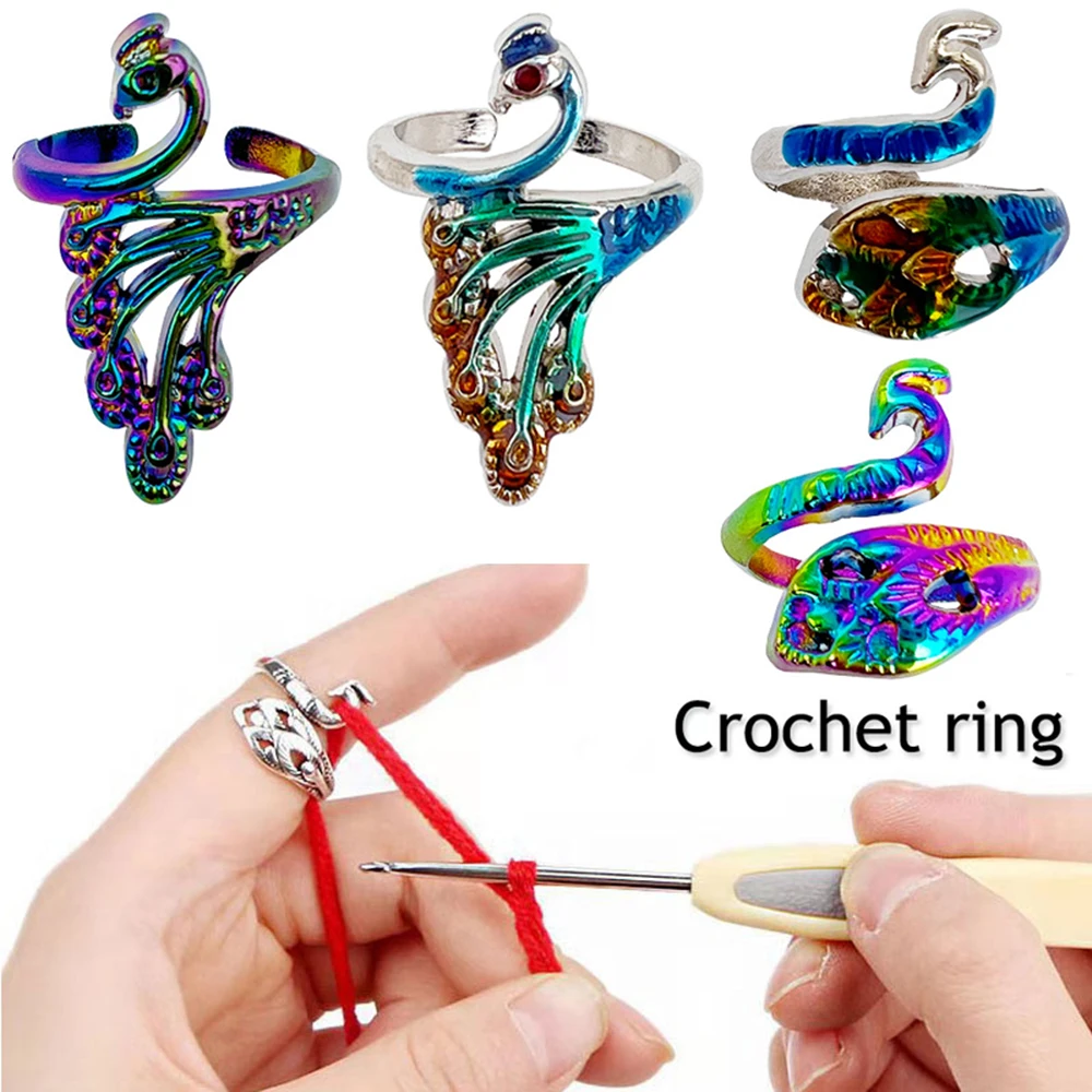 DIY-Peacock-Ring-Knitting-Loop-Crochet-Tool-Fish-Thread-Knitting-Ring ...