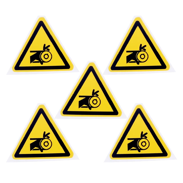 5Pcs Warning Signs Stickers Safety Labels Water Oil-Proof Mechanical ...