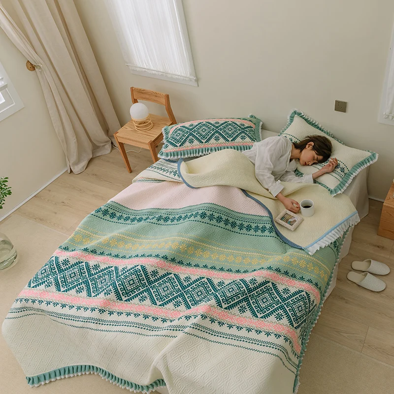 100-Cotton-Bedspread-150x230-Nordic-Style-Bedsheet-Home-Quilted-Blanket ...