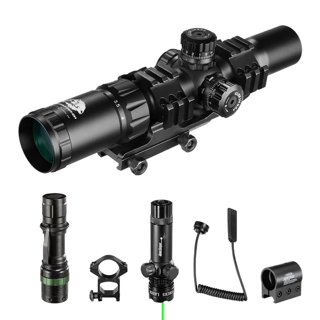 Fire Wolf 1.5-4X30 Rifle Scope Red Dot Hunting Tactical Optical Sight ...