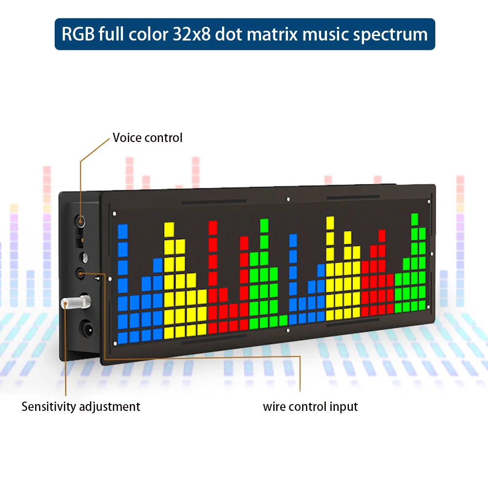 diy-electronic-music-spectrum-kit-RGB-full-color-32x8-lattice-music-spectrum-display-SMD-WS2812 ...