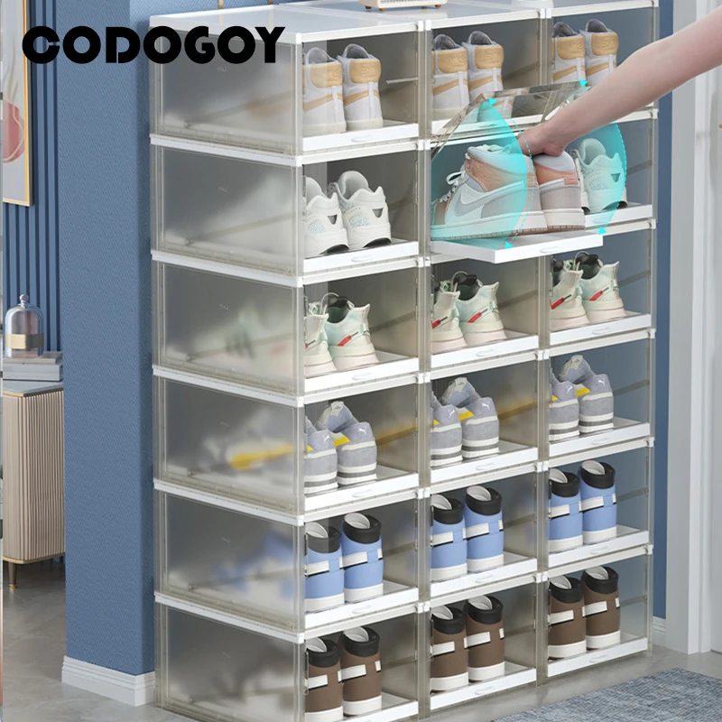 1-Piece-Push-pull-Shoes-Box-Rack-Plastic-Transparent-Foldable-Shoe ...