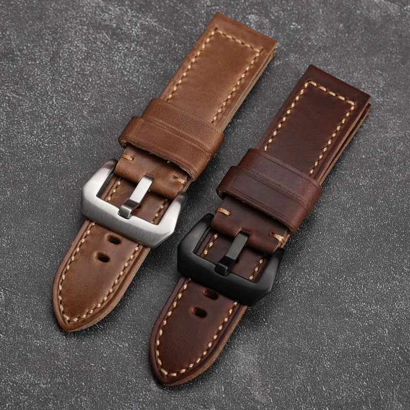 Handmade Holvin Cowhide Strap 20MM 22MM 24MM 26MM Foldable Brown Rough ...