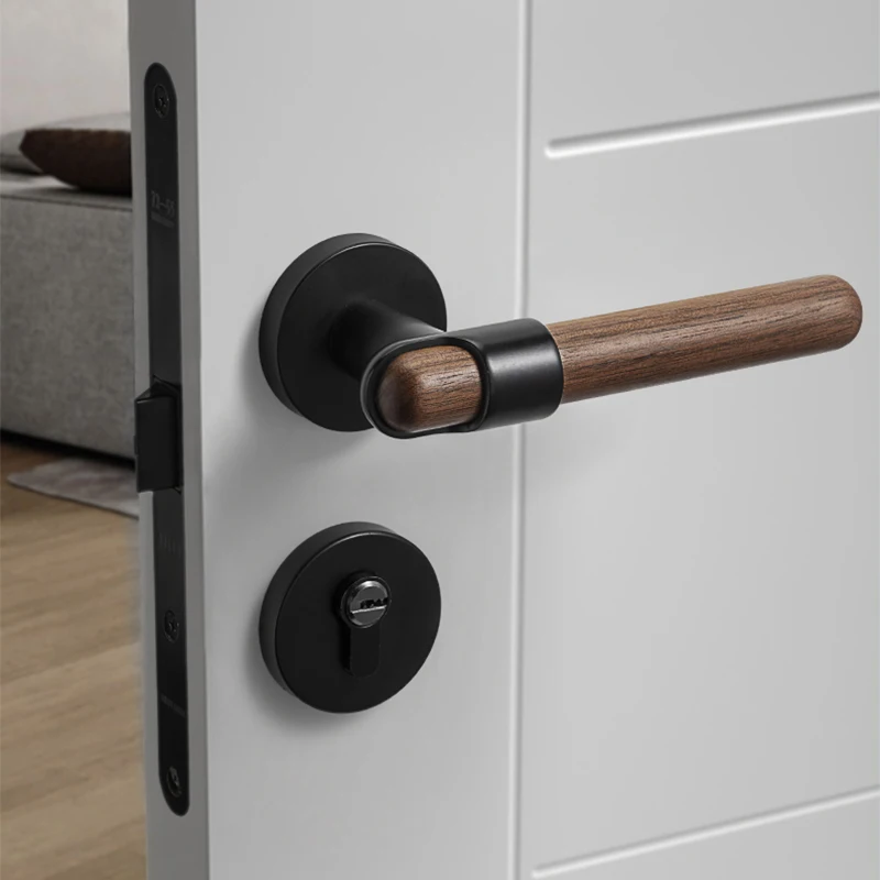 Walnut-wood-household-universal-door-handle-indoor-wood-grain-bedroom ...