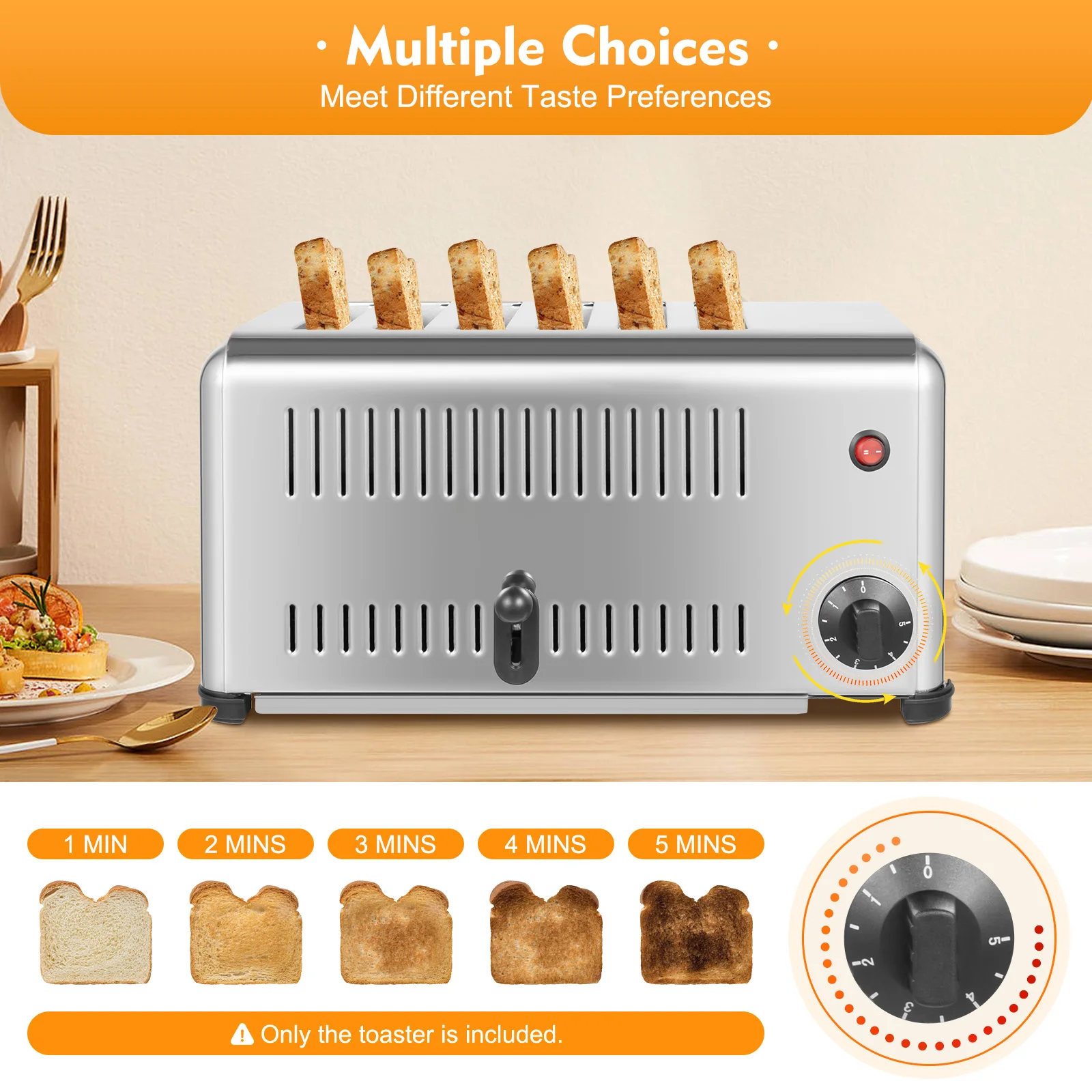 Commercial Toaster 6 Slices Stainless Steel Pop-Up Electric Toaster ...