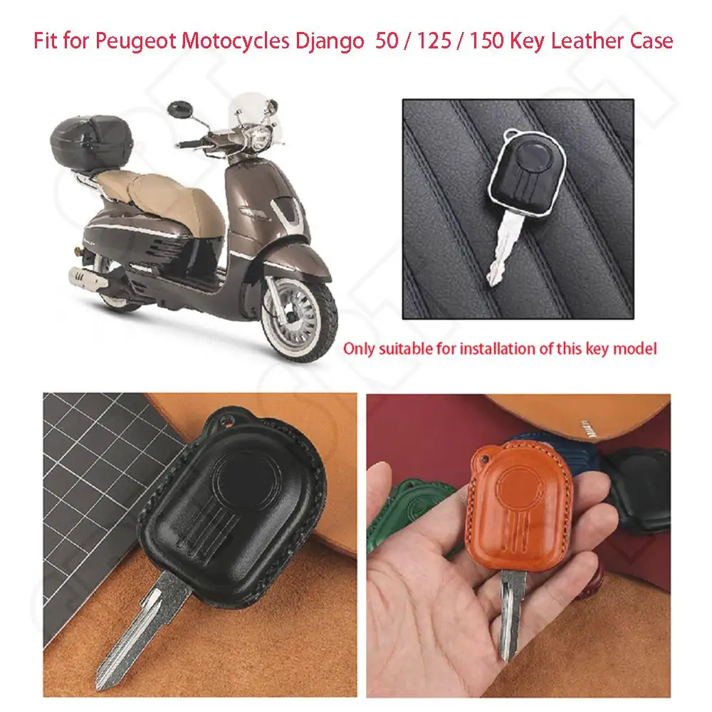 Motorcycle Accessories Key Leather Cover Case For Peugeot Django 150 125 50 Scooter Key Holster ...