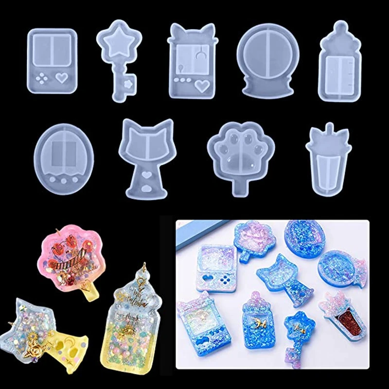 1PC Crystal Quicksand Epoxy Resin Mold Pendant Jewelry Silicone Mould ...