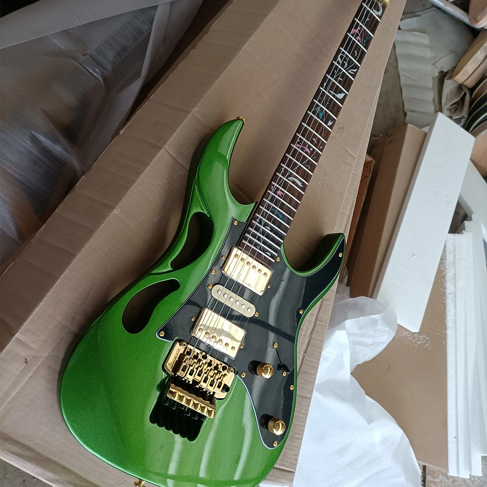 Guitarra-el-ctrica-verde-de-6-cuerdas-con-puente-de-tr-molo-diapas-n-de ...