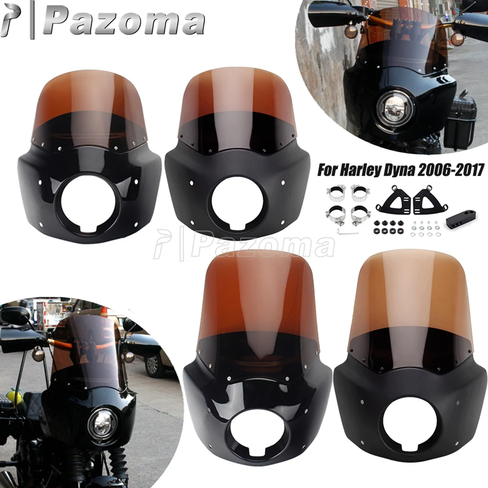 For-Harley-Dyna-Windshield-Cover-Motorcycle-5-75-Headlight-Mask-Cowl ...