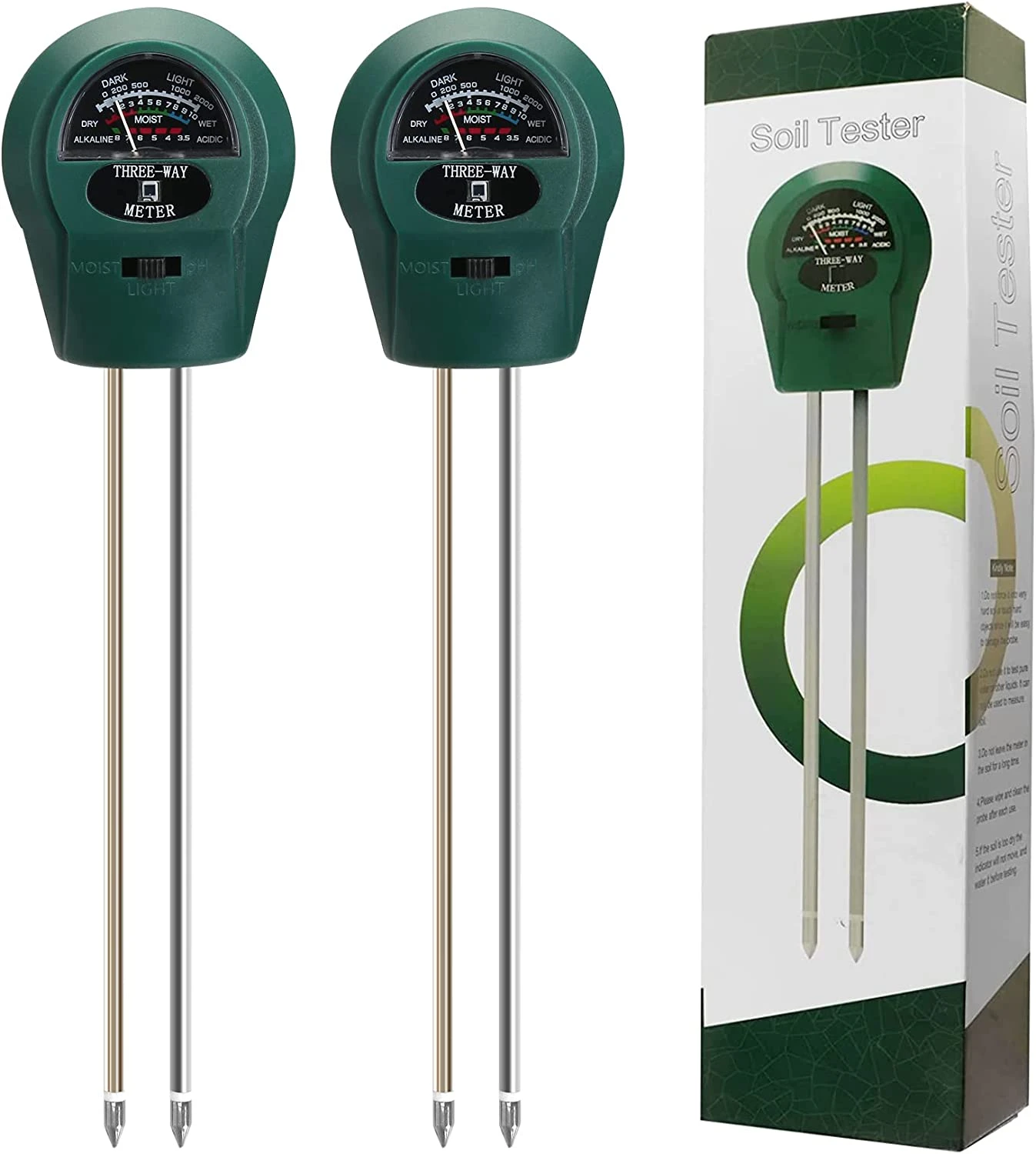 2 Pack 3-in-1 Soil Test Kit Moisture/PH/Light Tester for House Plants ...