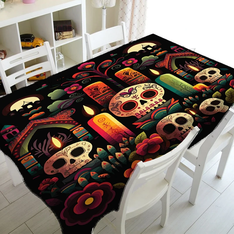Mexican-Day-of-The-Dead-Skull-Pattern-Tablecloth-Decor-Party-Tablecloth ...
