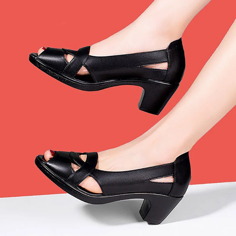 Women Shoes Peep Toe Pumps Hollow Outs High Heels Sandals Boat Shoes ...