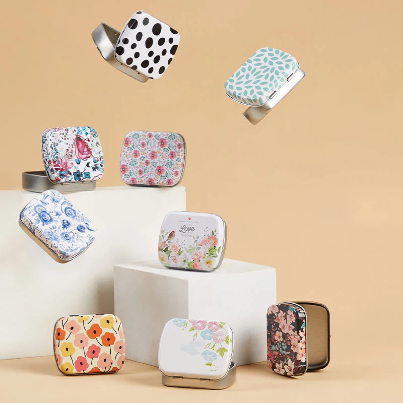 Mini Tin Box Metal Hinged Empty Tins With Lid Portable Rectangular ...