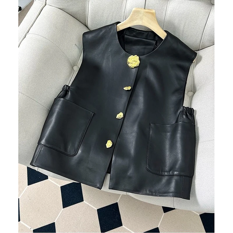 Spring-Autumn-New-High-End-Temperament-Light-Luxury-Leather-Vest ...