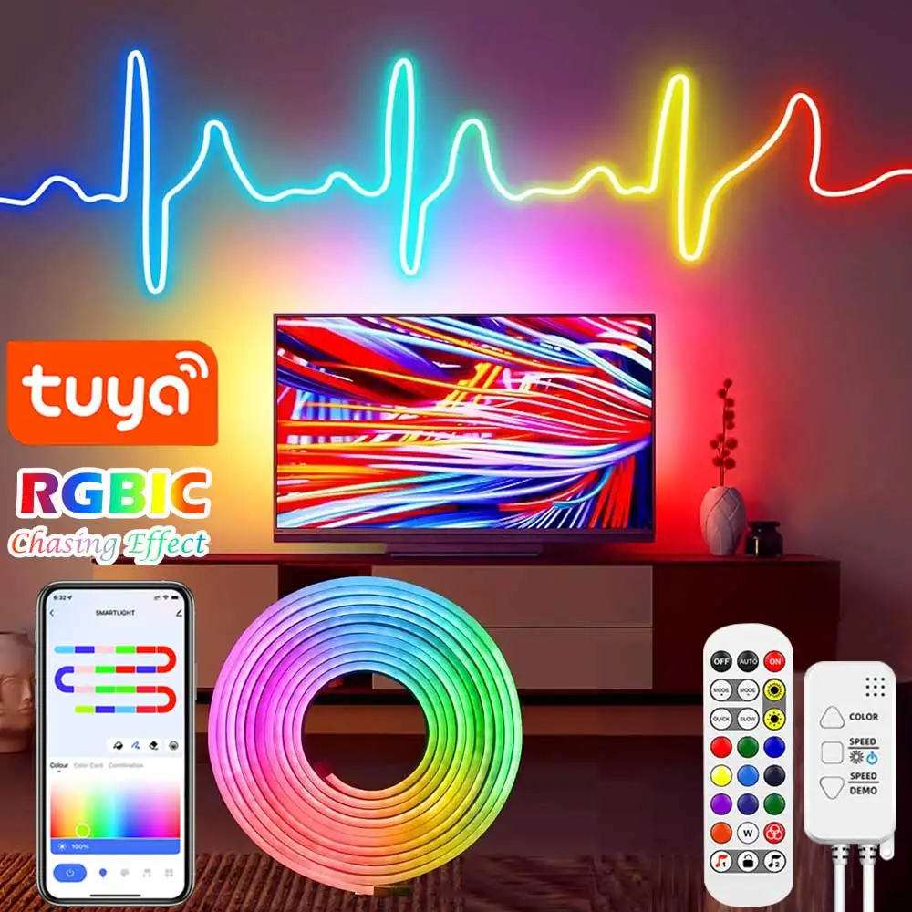 TUYA-Neon-LED-Strip-Lights-Silicone-Neon-Rope-Light-5-24V-84LEDs-M-with ...