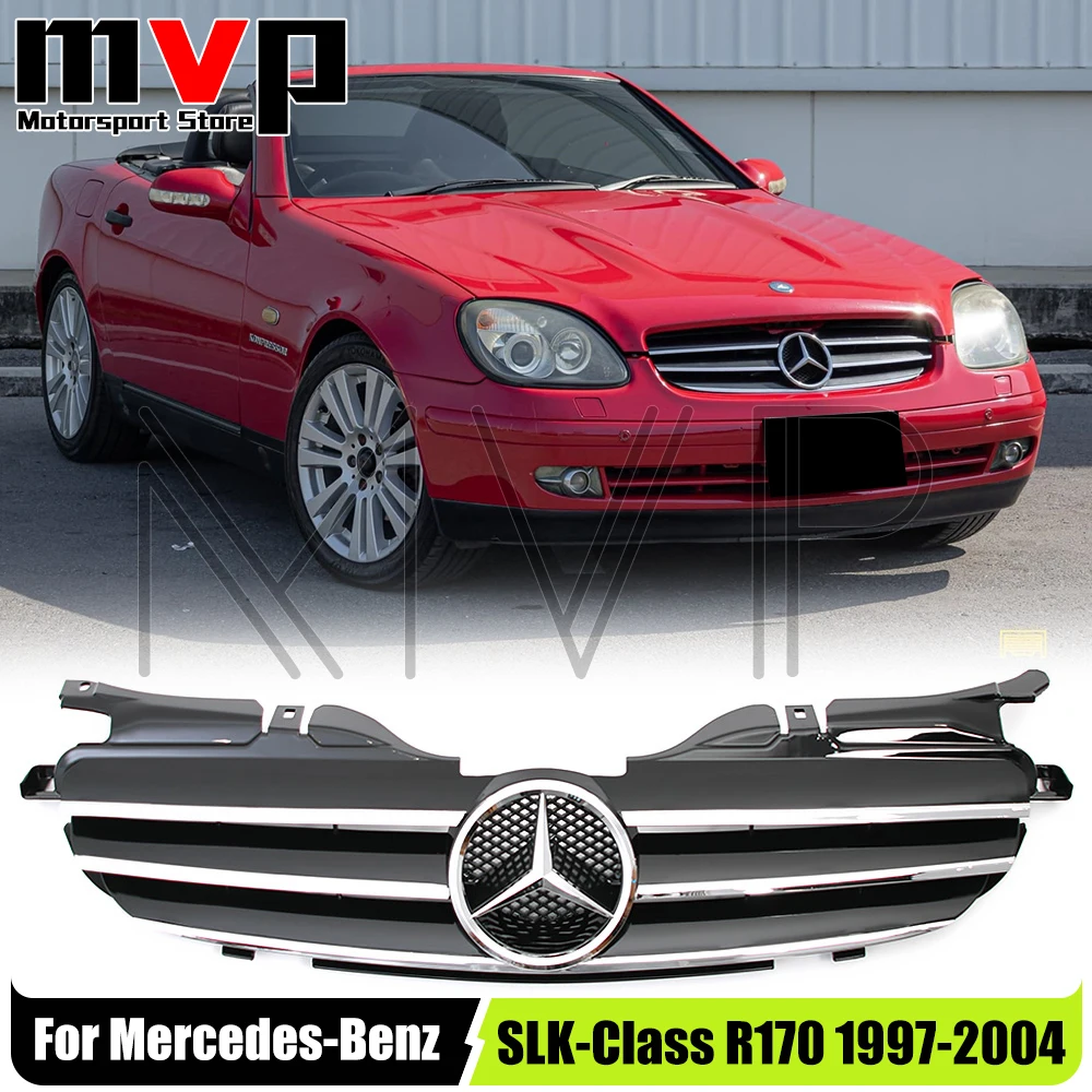 Chrome Black AMG Style Bumper Grille Grill With Star Emblem Logo For ...