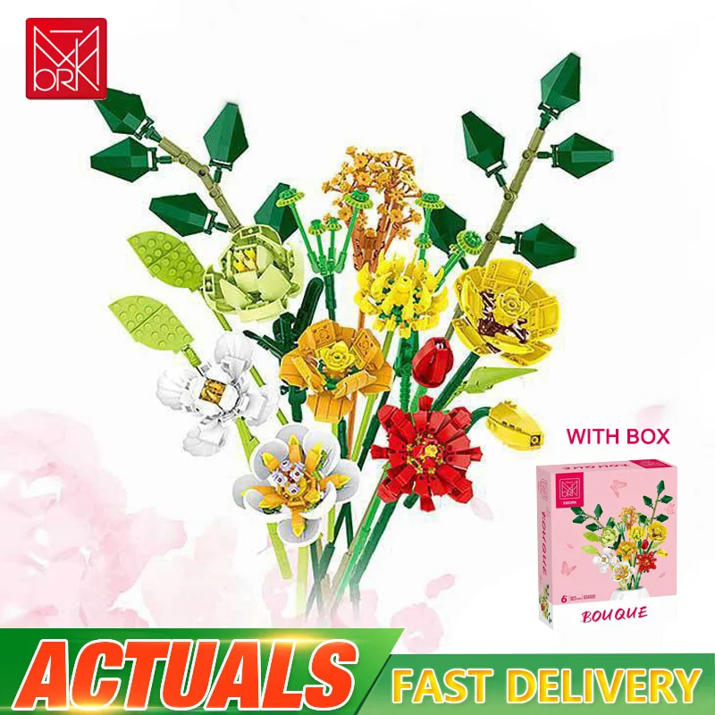 MOC Bouquet Building Blocks City Romantic Home Decoration Compatible ...