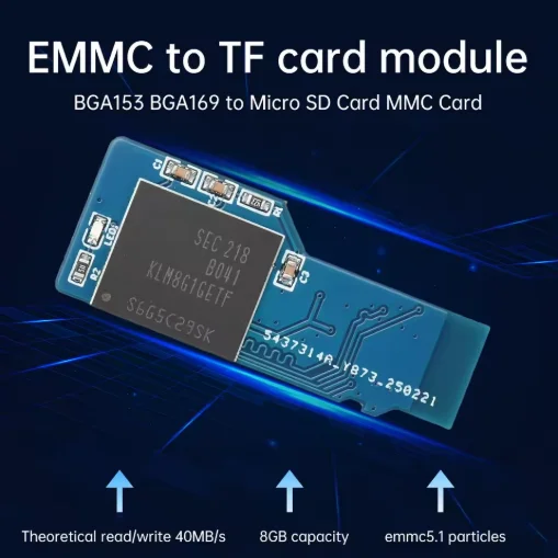 EMMC to TF card module supports BGA153/BGA169 chip to Micro SD card MMC ...