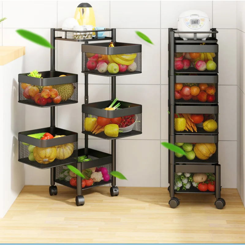 Kitchen Storage Rotatable Shelf 3/4/5 Layers Multilayer 360 Degree ...