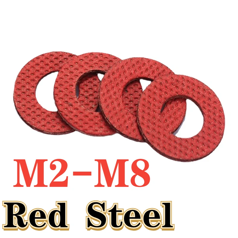 100-200-300-Pieces-Of-Red-Steel-Paper-Fiber-Insulated-Flat-Washer-M2-5 ...