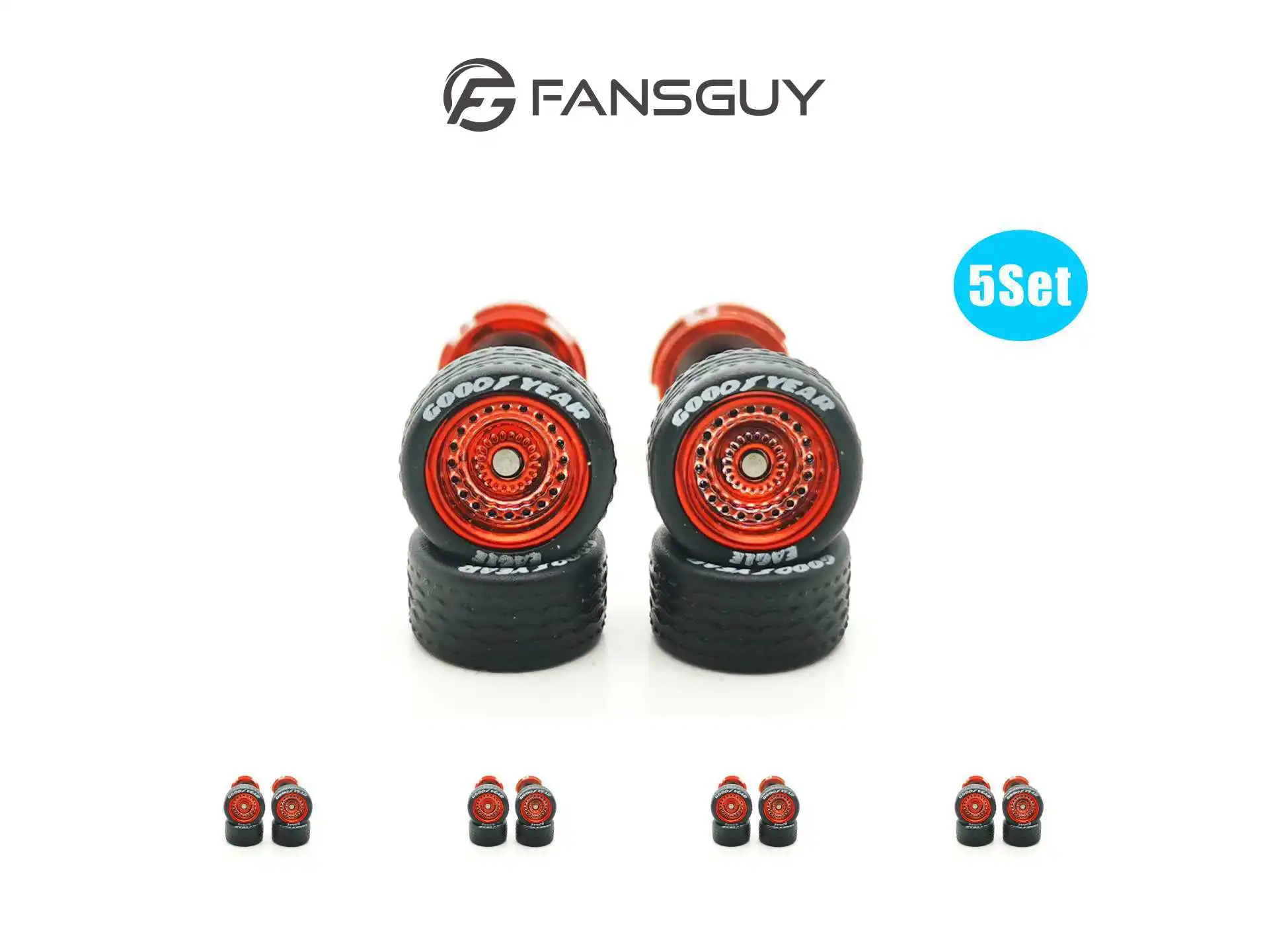 FANSGUY 5Set 10.80mm 1/64 Alloy Car Wheels Removable Tyre Red/Green ...