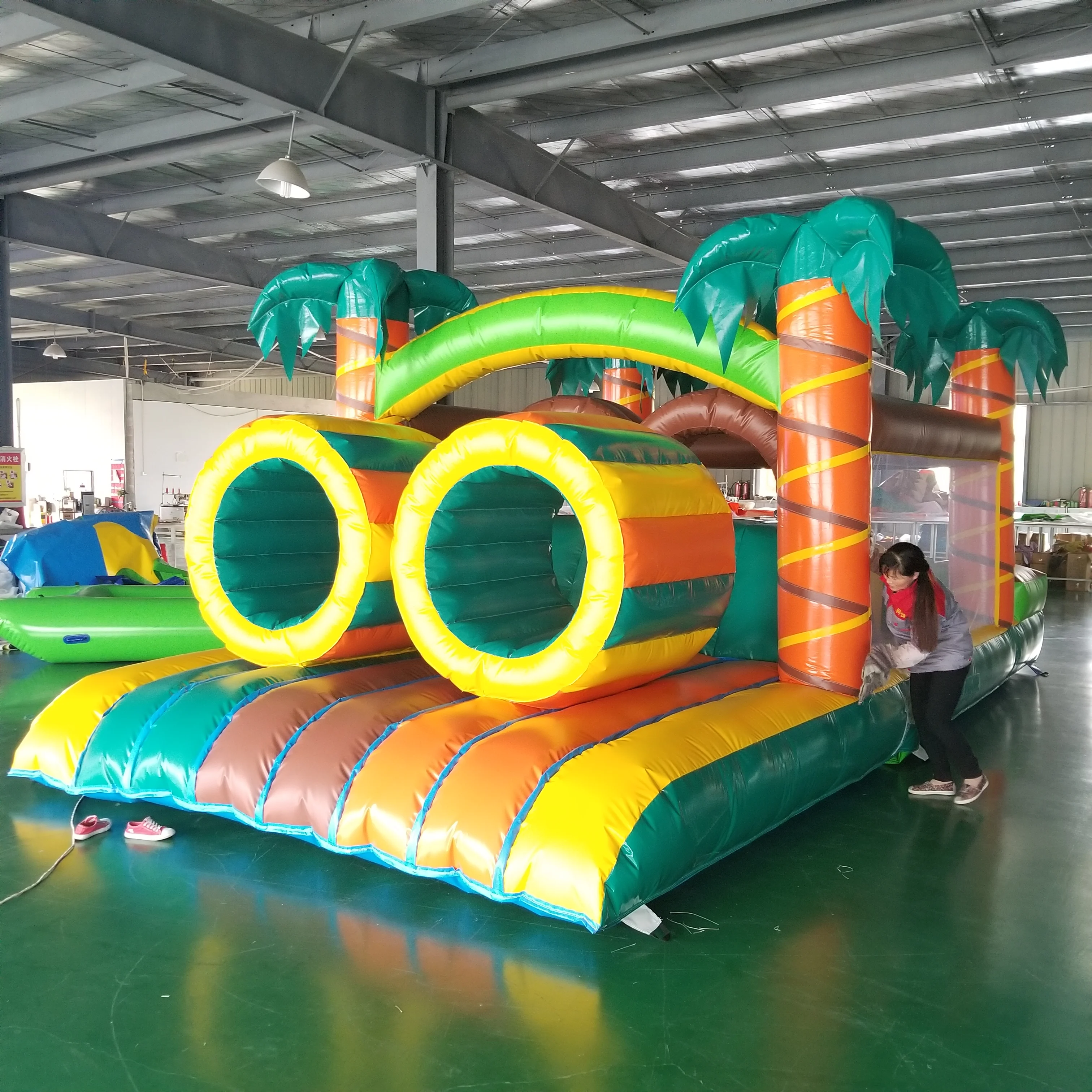 Infl-vel-Jumping-Castle-para-crian-as-Bounce-House-com-ventilador-Obst ...