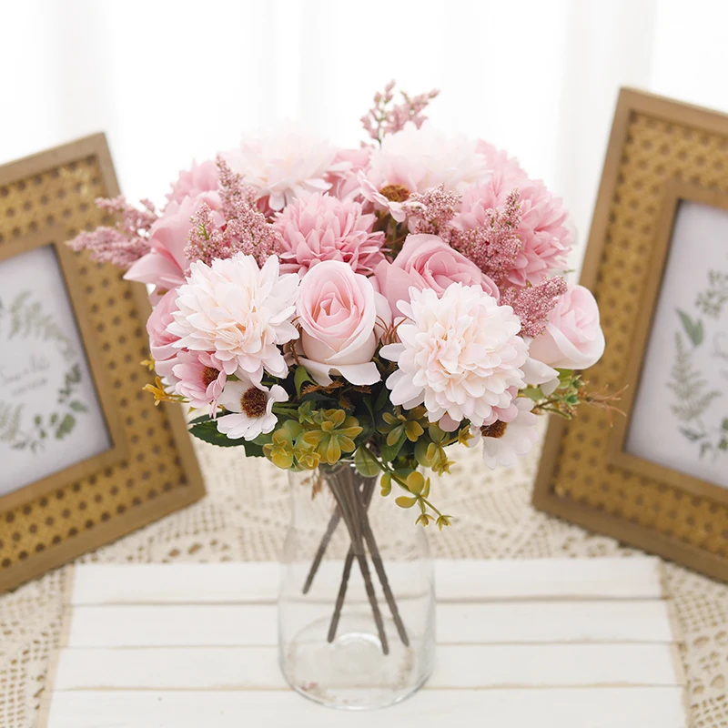 30cm Autumn Rose Artificial Peony Flower Home Wedding Silk Decoration Christmas Party Arrangement Cheap DIY Bouquet Fake Flowers AliExpress