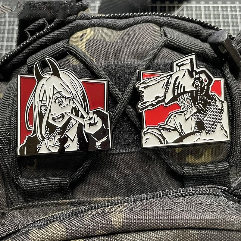Chainsaw Man Metal Patches on Clothes Anime Character Armband Tactical ...
