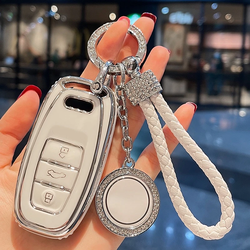 Leather Rope Ring Car Key Case Cover For Audi A6 A1 A3 A7 A5 Sportback ...