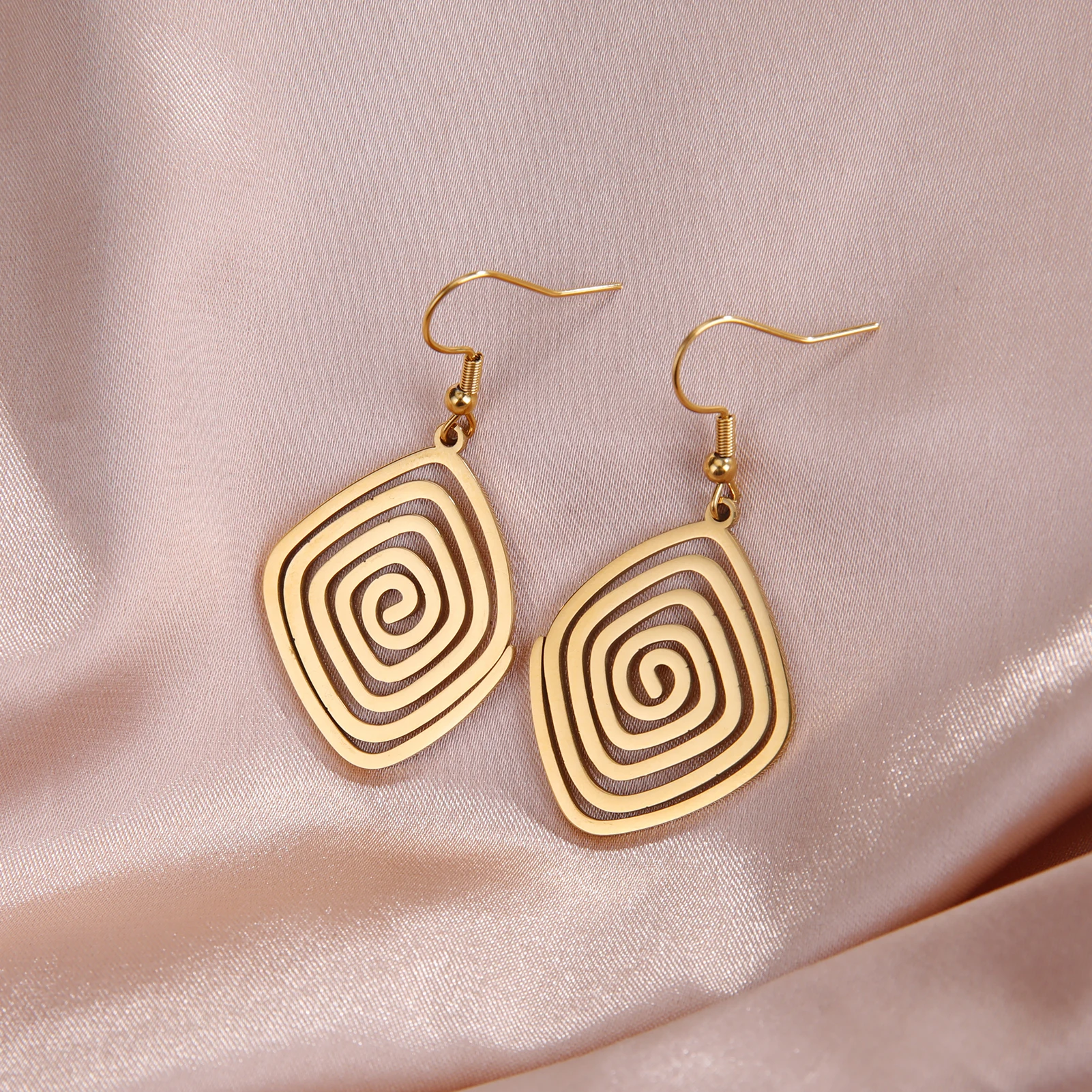 Skyrim-Irregular-Spiral-Swirl-Drop-Earrings-Women-Gold-Color-Stainless ...