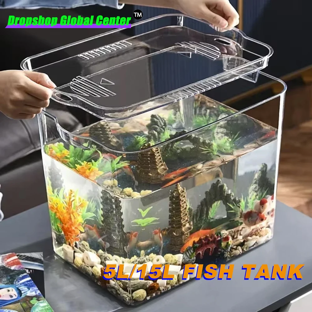 Transparent-Acrylic-Ornamental-Fish-Tank-Ecological-Breeding-Box-Living ...