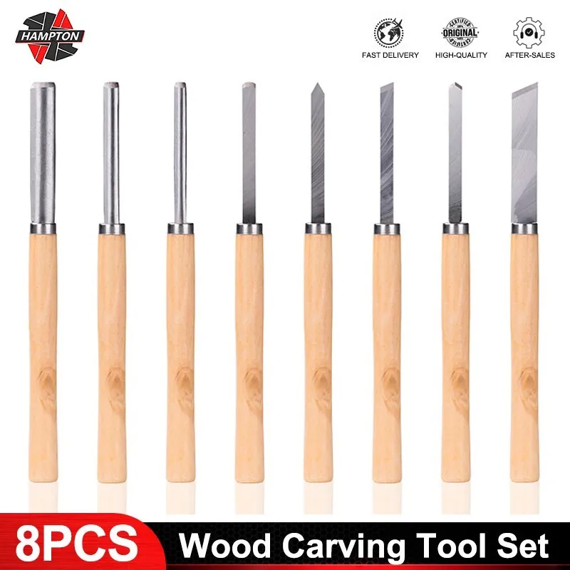 8pcs-Wood-Lathe-Chisel-Set-HSS-Wood-Carving-Knife-Lathe-Turning-Tool ...