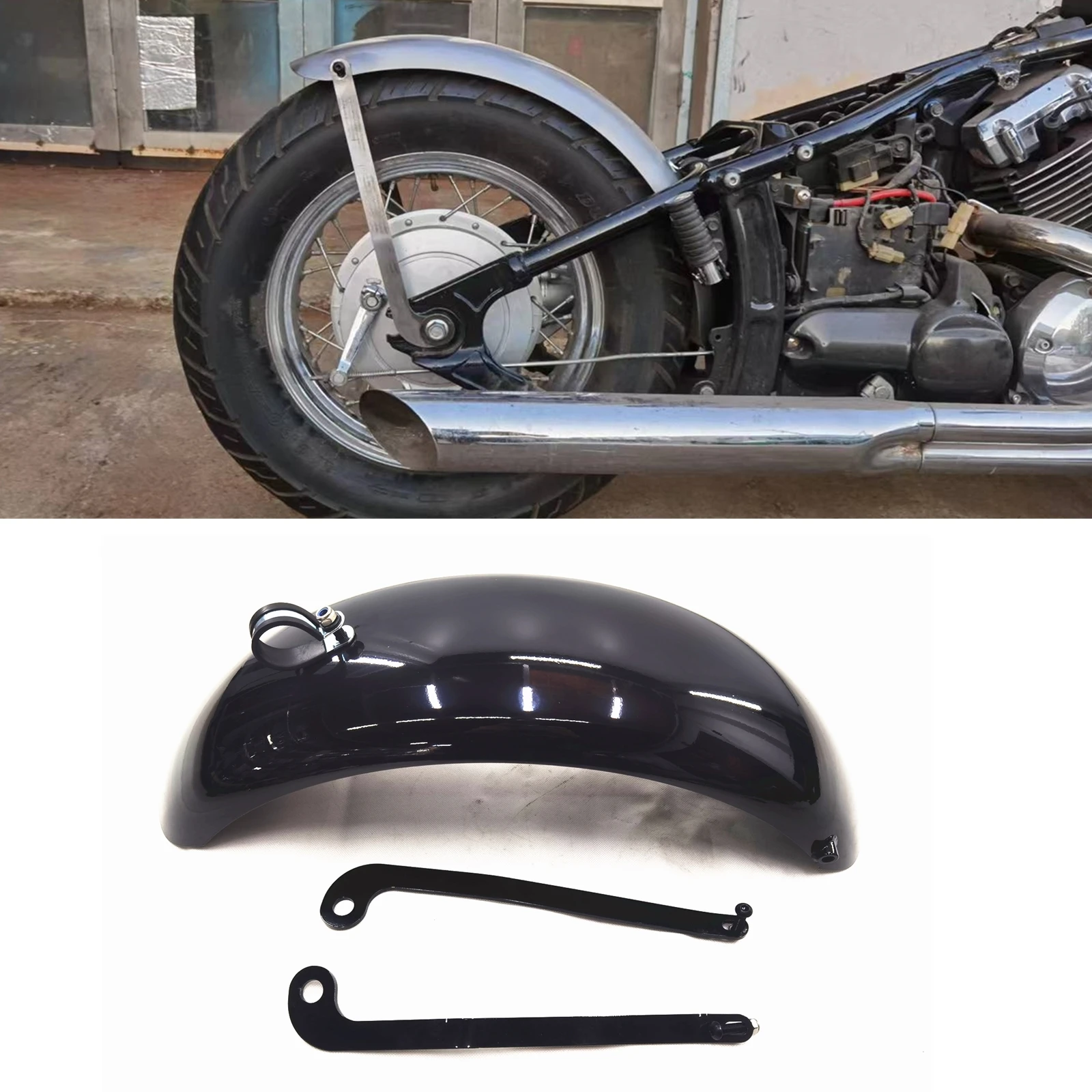 Motorcycle Rear Fender Plate Motorbike Mudguard W/ Bracket For YAMAHA ...