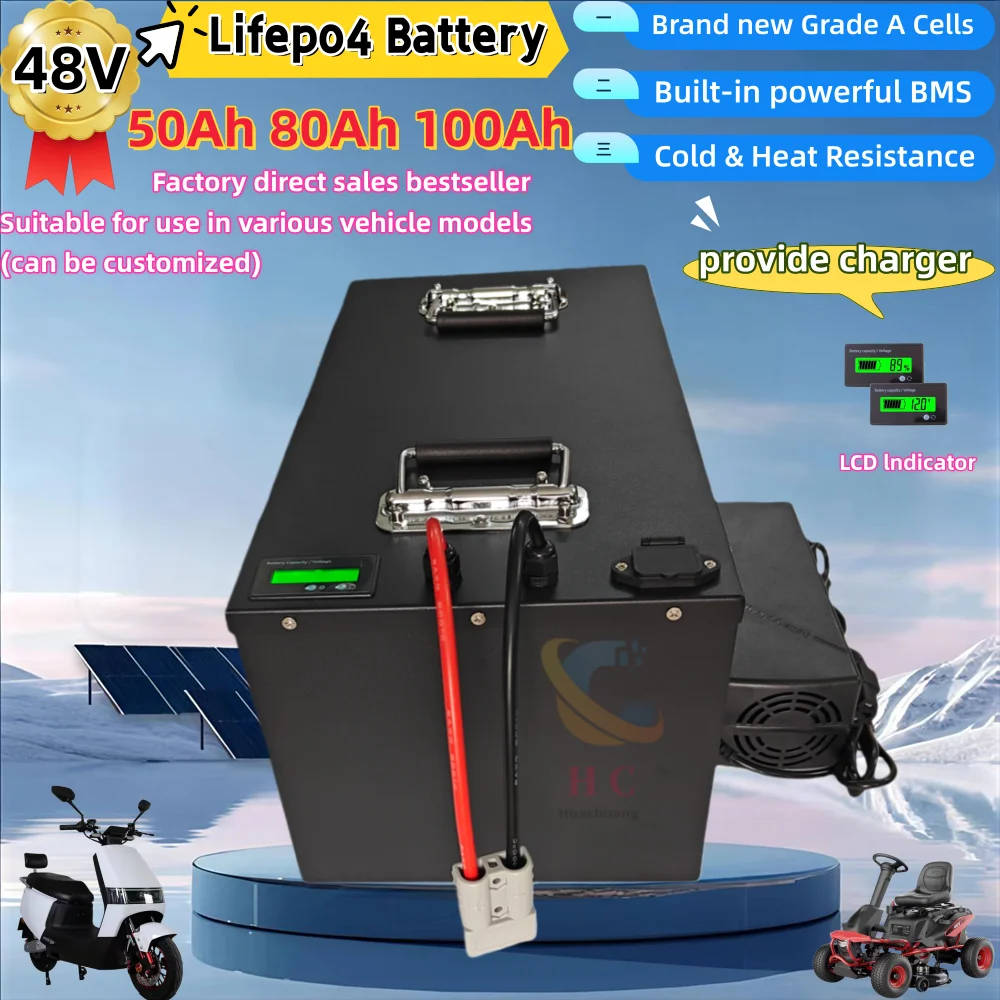 HC_48V 50AH 80Ah 100Ah Lifepo4 batería de litio para Ryobi RM480e ...