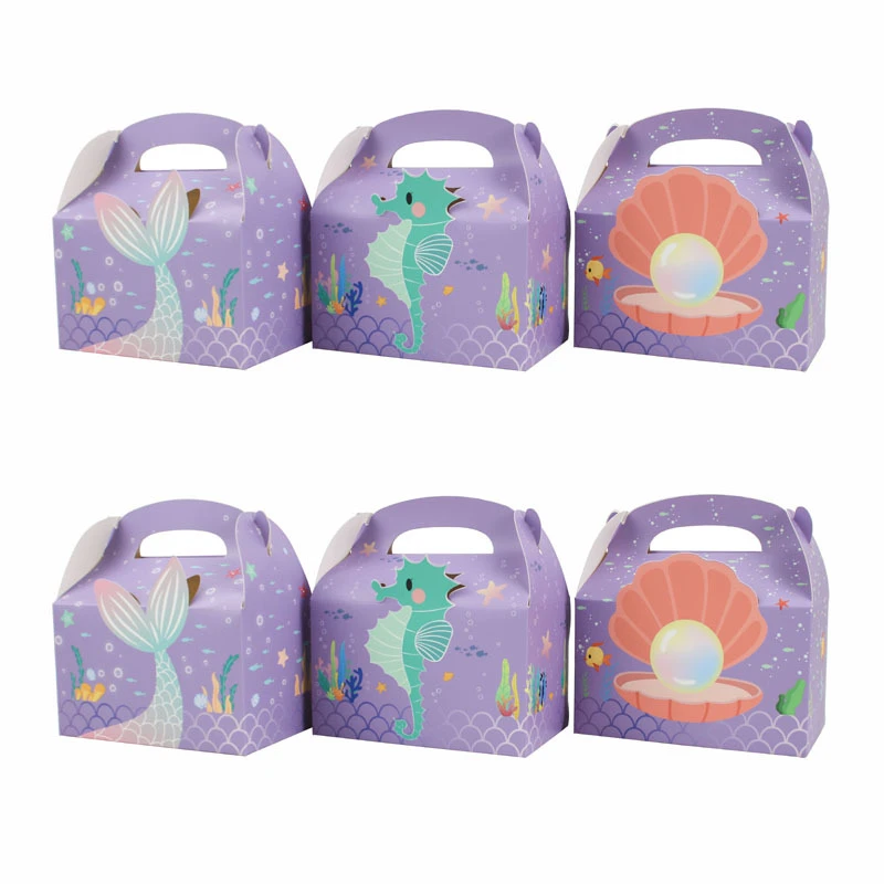 6 Pcs Mermaid Candy Cookie Box Packaging Gift Box Kids Little Mermaid ...