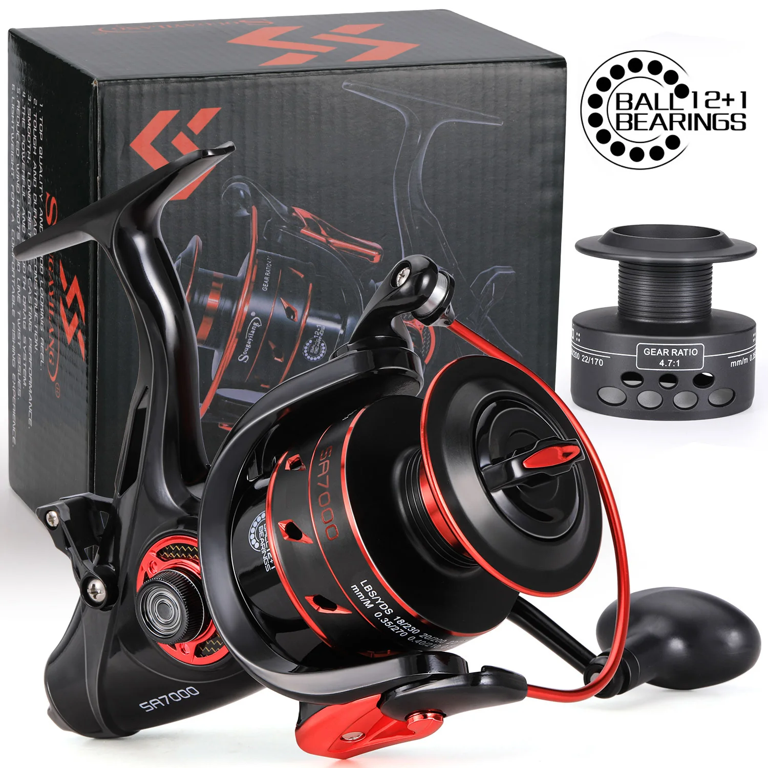 Choice 6000 Series Red 6000 7000 Carp Spinning Reel Carbon Fiber Drag ...
