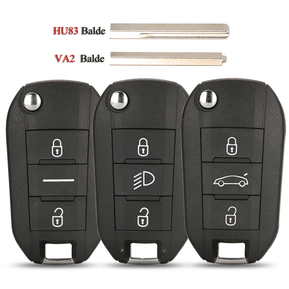 Jingyuqin 10pcs/lot Flip Remote Car Key Shell For Peugeot 208 2008 301 ...