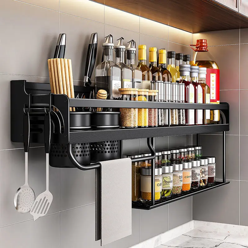 40-50CM-Double-Layer-Kitchen-Shelf-Wall-mounted-Spice-Storage-Racks ...