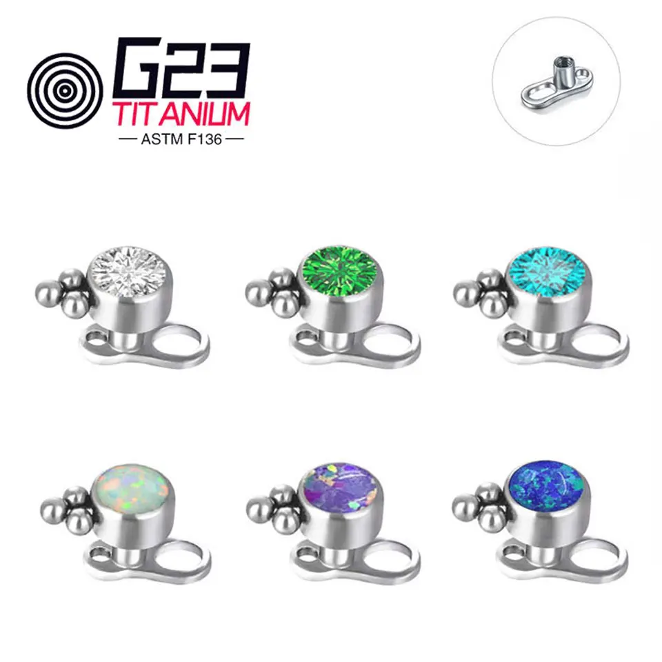 G23 Titanium ASTM F136 Piercing Fashion Internally Threaded Dermal ...