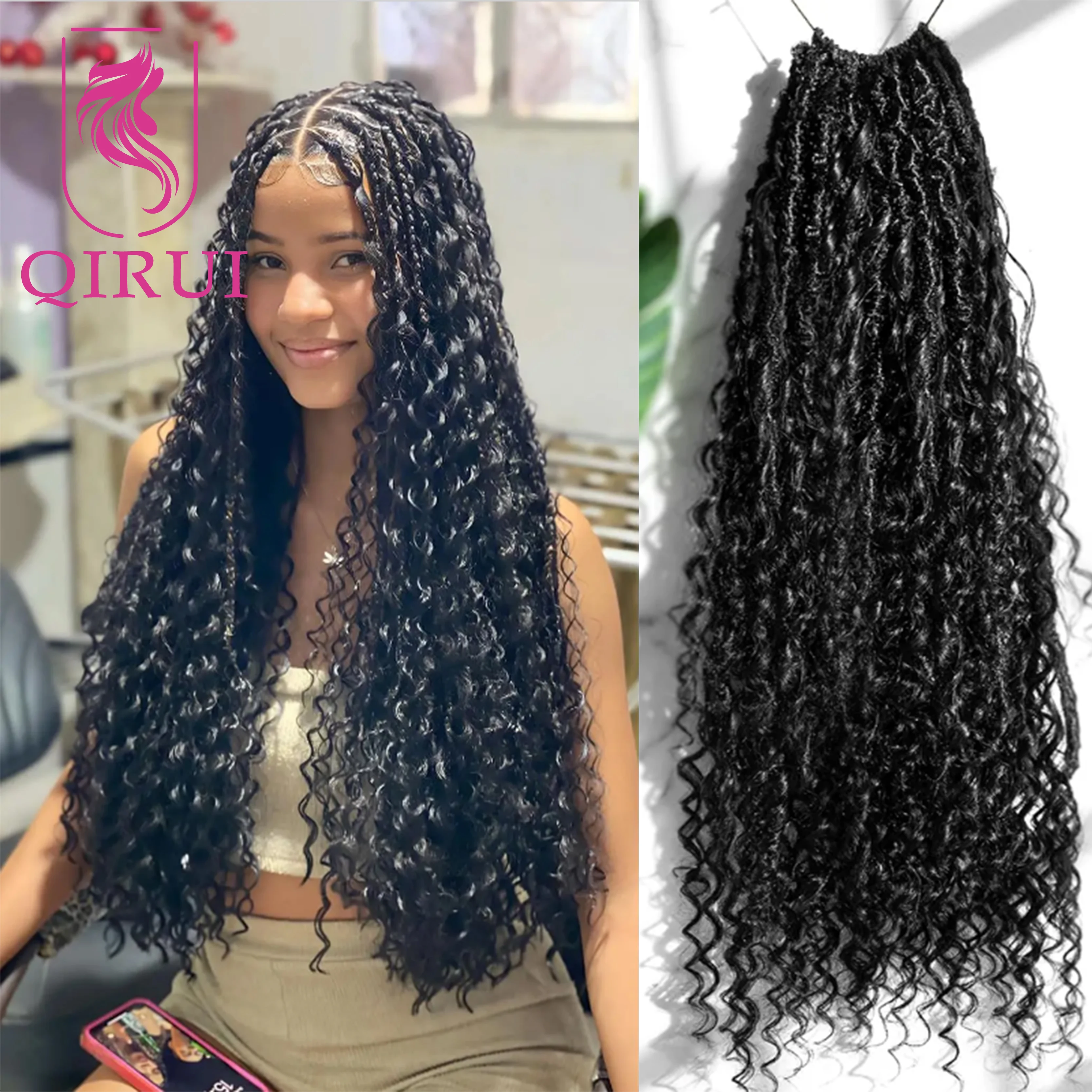 Crochet-Boho-Locs-Hair-Extensions-With-Human-Curls-Pre-Looped-Curly ...
