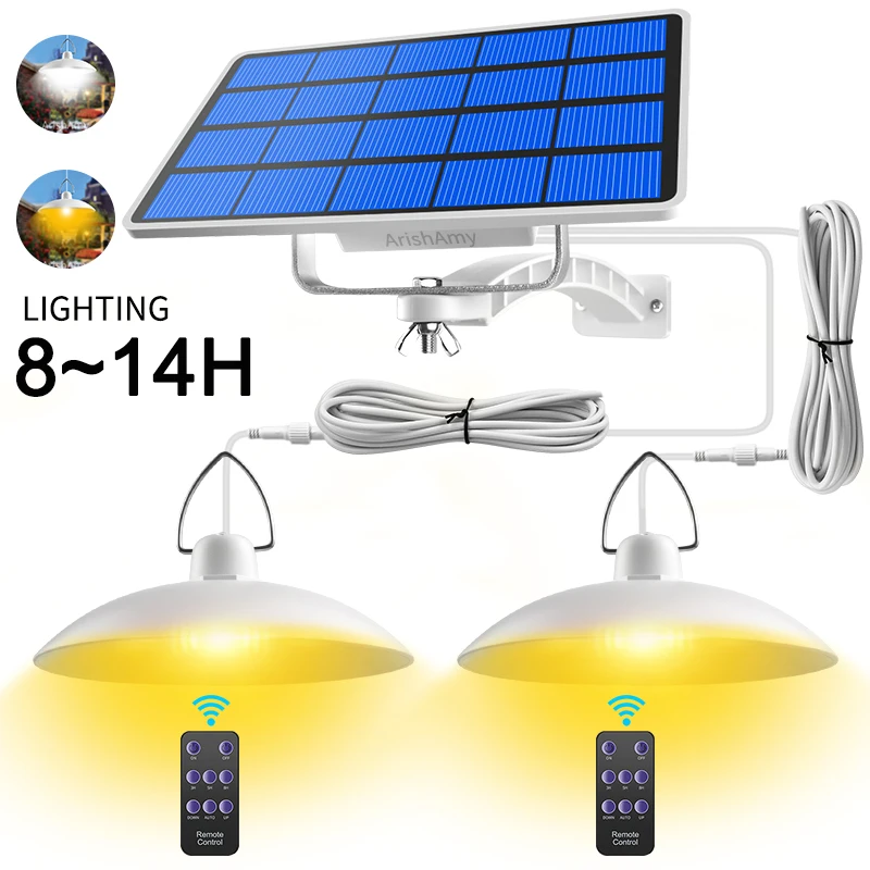 New-Solar-Garden-Pendant-Lights-Double-Single-Head-Indoor-Outdoor-Solar ...