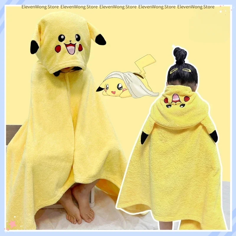 New-Pikachu-Children-Bathrobe-Drying-Fast-Towel-Kawaii-Coral-Fleece ...