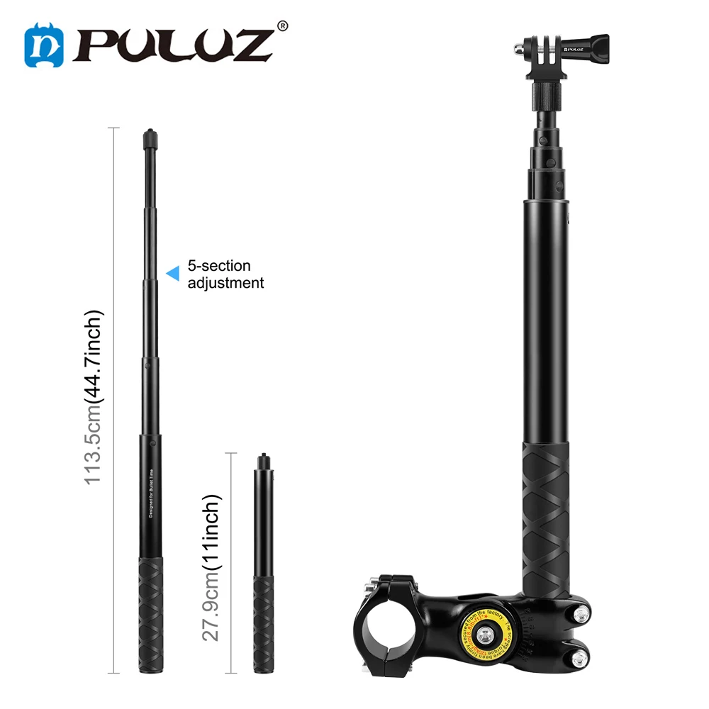 PULUZ Selfie Stick Motorcycle Bicycle Handlebar Fixture Mount Bracket ...