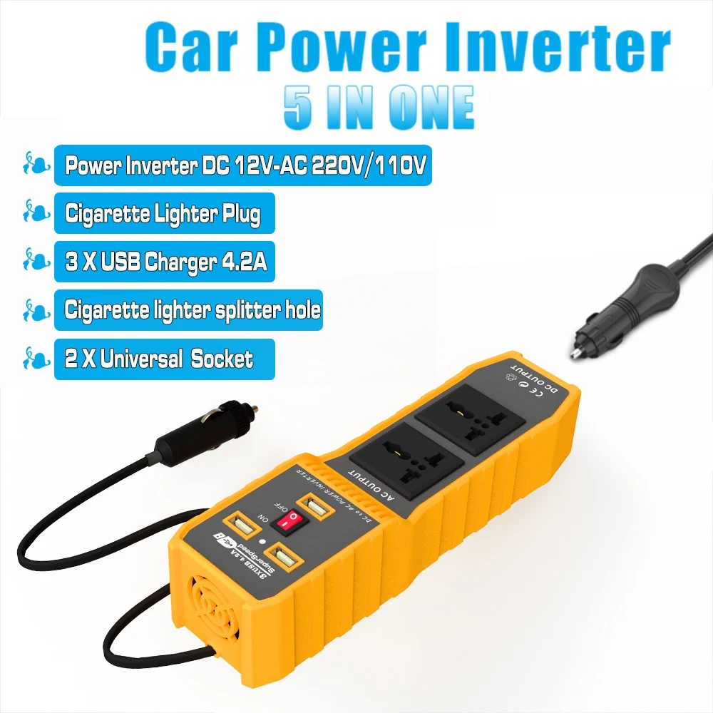 Sine-Wave-Converter-Transformer-Car-Power-Inverter-LED-Display-USB-Port ...